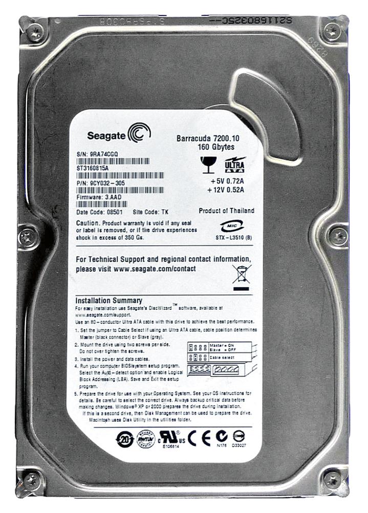 ST3160815A Seagate Barracuda 160GB ATA/100 Hard Drive