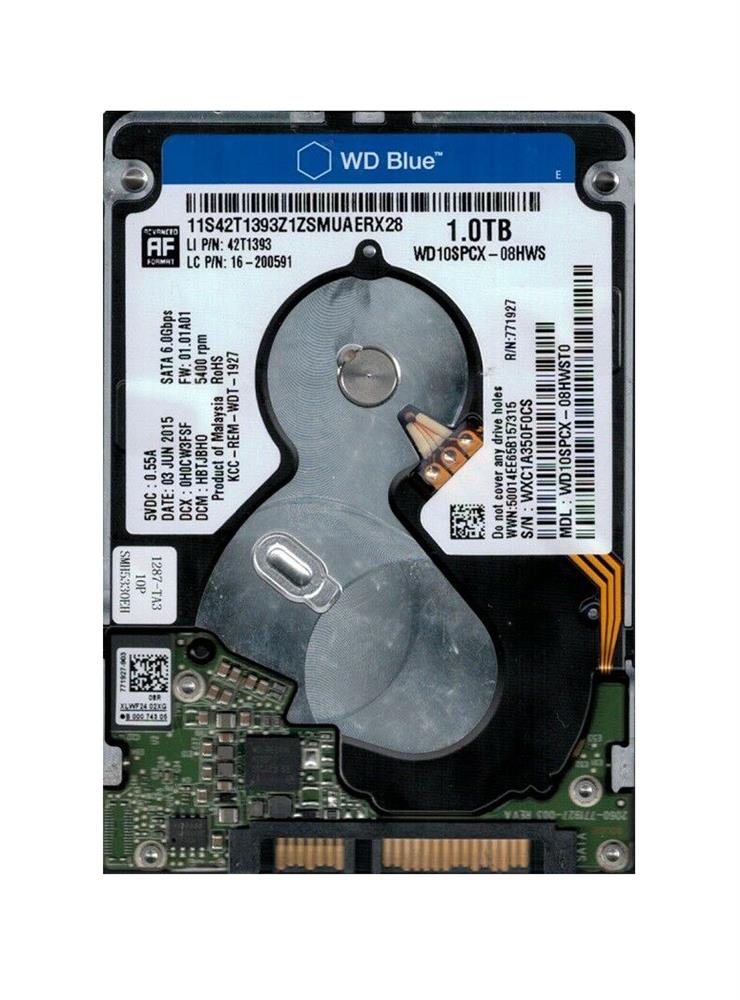 WD10SPCX-08HWST0 Western Digital Blue 1TB SATA 6.0 Gbps Hard Drive